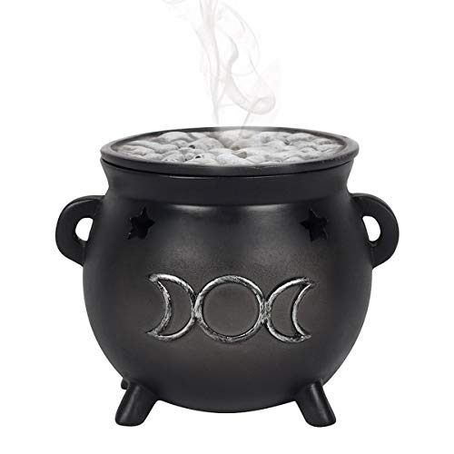 Green Tree Triple Moon Cauldron Incense Holder