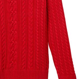 Amazon Essentials Women's Fisherman Cable Long-Sleeve Crewneck Sweater (Available in Plus Size), Red, Large