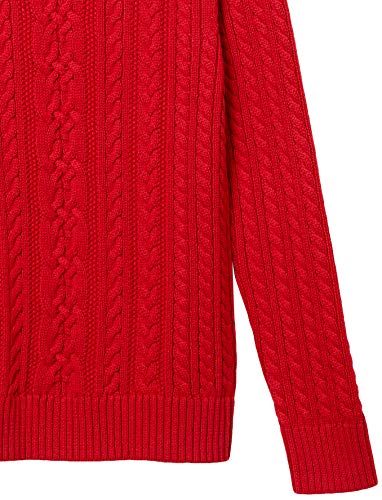 Amazon Essentials Women's Fisherman Cable Long-Sleeve Crewneck Sweater (Available in Plus Size), Red, Large