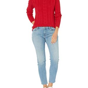 Amazon Essentials Women's Fisherman Cable Long-Sleeve Crewneck Sweater (Available in Plus Size), Red, Large