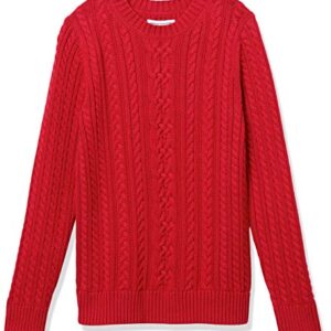 Amazon Essentials Women's Fisherman Cable Long-Sleeve Crewneck Sweater (Available in Plus Size), Red, Large