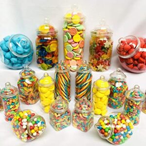 19 Retro Empty Plastic Sweet Jars for Pick & Mix, Victorian Sweet Shop, Candy Buffet Kit, Party Pack