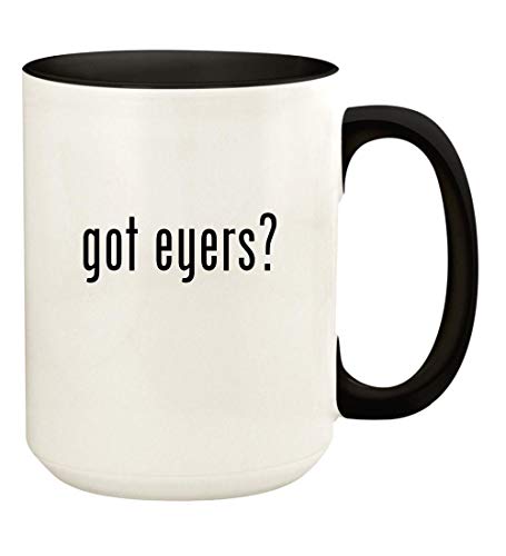 Knick Knack Gifts got eyers? - 15oz Ceramic Colored Handle and Inside Coffee Mug Cup, Black