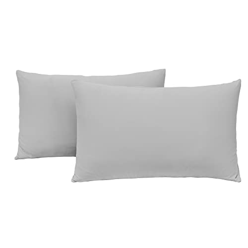 Jersey Knit Pillow Cases Standard/Queen Set of 2 - Grey Pillowcases with Ultra Soft T-Shirt Like Microfiber Blend - Envelope Closure & Suitable for Queen/Standard Pillows, Light Gray