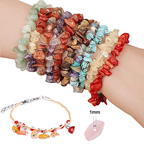 EuTengHao 7030Pcs Irregular Chips Stone Beads Natural Gemstone Beads and Glass Bugle Seed Beads Kit with Elastic String Pliers Lobster Clasps Jump Ring for Bracelet Necklace Earring DIY Jewelry Making