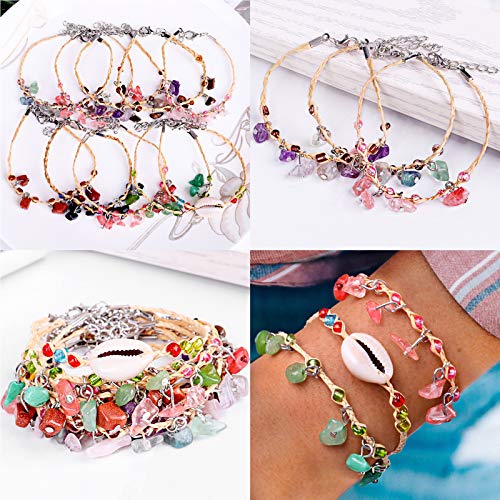 EuTengHao 7030Pcs Irregular Chips Stone Beads Natural Gemstone Beads and Glass Bugle Seed Beads Kit with Elastic String Pliers Lobster Clasps Jump Ring for Bracelet Necklace Earring DIY Jewelry Making