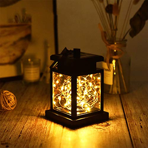 Lxcom Lighting Solar Lantern Lights Outdoor Solar Hanging Lights 2 Pack 30 LEDs Warm Hanging Solar Lights Solar Powered Waterproof Landscape Lanterns LED Garden Lights for Garden Patio Deck Yard Decor