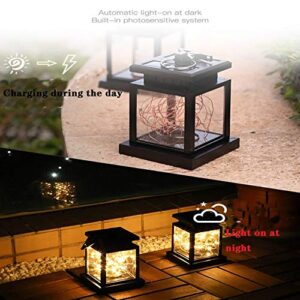 Lxcom Lighting Solar Lantern Lights Outdoor Solar Hanging Lights 2 Pack 30 LEDs Warm Hanging Solar Lights Solar Powered Waterproof Landscape Lanterns LED Garden Lights for Garden Patio Deck Yard Decor