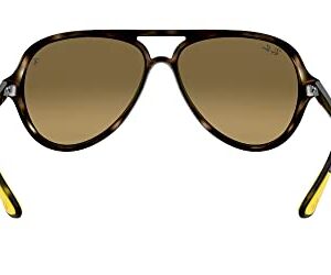 Ray-Ban RB4125M Scuderia Ferrari Collection Aviator Sunglasses, Havana/Brown Mirrored Gradient Grey, 57 mm