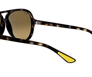 Ray-Ban RB4125M Scuderia Ferrari Collection Aviator Sunglasses, Havana/Brown Mirrored Gradient Grey, 57 mm