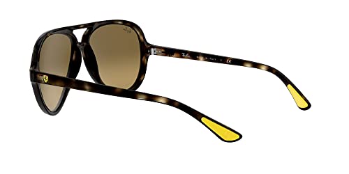 Ray-Ban RB4125M Scuderia Ferrari Collection Aviator Sunglasses, Havana/Brown Mirrored Gradient Grey, 57 mm