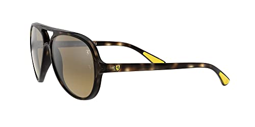 Ray-Ban RB4125M Scuderia Ferrari Collection Aviator Sunglasses, Havana/Brown Mirrored Gradient Grey, 57 mm