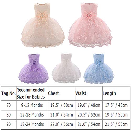 OBEEII Baptism Dresses Princess Wedding Special Occasion Baby Girl Christening Dress Blue 9-12 Months