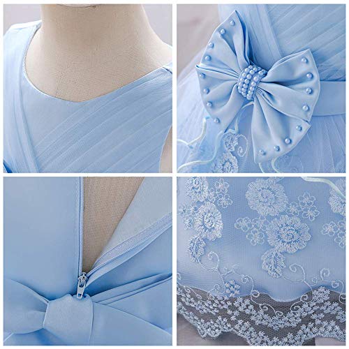 OBEEII Baptism Dresses Princess Wedding Special Occasion Baby Girl Christening Dress Blue 9-12 Months