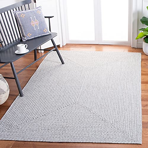 SAFAVIEH Braided Collection 4' x 6' Silver/Grey BRD315F Handmade Country Cottage Reversible Area Rug