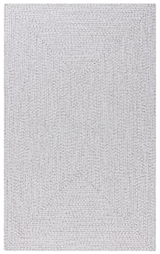 SAFAVIEH Braided Collection 4' x 6' Silver/Grey BRD315F Handmade Country Cottage Reversible Area Rug