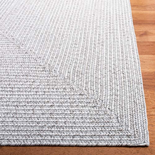 SAFAVIEH Braided Collection 4' x 6' Silver/Grey BRD315F Handmade Country Cottage Reversible Area Rug