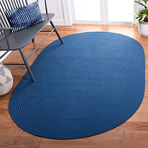 SAFAVIEH Braided Collection 4' x 6' Oval Blue BRD315M Handmade Country Cottage Reversible Area Rug