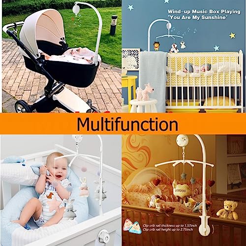 Urvoo 34 Inch Baby Crib Mobile Bed Bell Holder with Music Box,Adjustable Holder DIY Arm Bracket Nut Screw