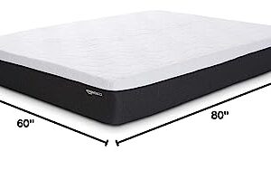 Amazon Basics Cooling Infused Gel Memory Foam Firm Support Latex-Feel Mattress, CertiPUR-US Certified, Queen Size, 12 inch, White/Dark Gray