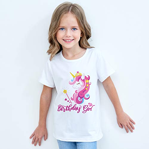 Unicorn Headband, T-Shirt, Tutu Dress & Satin Sash. Unicorn Birthday Party Outfit for Girls (Birthday Girl 5, 8 Years)