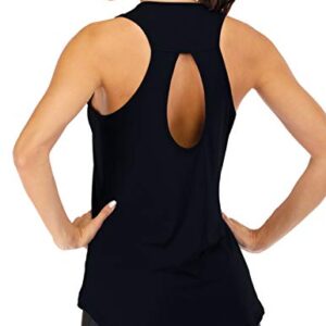 ICTIVE Women's Yoga Tank Top - Loose Fit, Backless, Sleeveless, Keyhole, Muscle, Racerback Gym, Black M