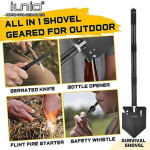 iunio Survival Shovel Multitool with Axe, Camping Shovel Hatchet, Tactical Shovel, Folding with Carrying Bag for Camping, Hiking, Backpacking, Entrenching, Car Emergency