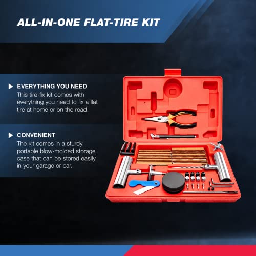 TOOLUXE 50003L Universal Heavy Duty Tire Repair Kit | 57 Piece Value Pack | Fix Punctures and Plug Flats | Ideal for Cars, Trucks, Motorcycle, ATV, Jeeps, Off Road Vehicles, RV, Tractors …