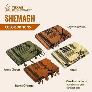 Texas Bushcraft Tactical Shemagh - Authentic Keffiyeh 100% Cotton for your Camping, Hiking and Backpacking Gear (Drab Green)