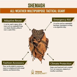 Texas Bushcraft Tactical Shemagh - Authentic Keffiyeh 100% Cotton for your Camping, Hiking and Backpacking Gear (Drab Green)