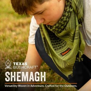 Texas Bushcraft Tactical Shemagh - Authentic Keffiyeh 100% Cotton for your Camping, Hiking and Backpacking Gear (Drab Green)