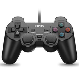 cipon wired controller compatible with ps-2 console, black remote gamepad with 2.2m cable