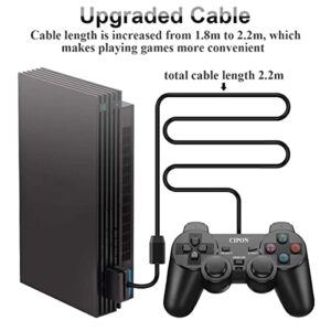 Cipon Wired Controller Compatible with PS-2 Console, Black Remote Gamepad with 2.2M Cable