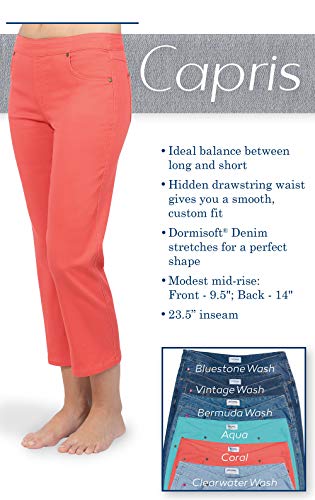 PajamaJeans Pull On Capris For Women - Womens Capri Jeans, Coral, 2X