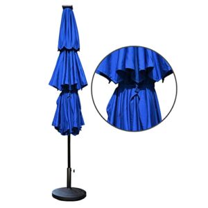 EliteShade USA Sunumbrella Solar 9ft 3 Tiers Market Umbrella with 80 LED Lights Patio Umbrellas Outdoor Table with Ventilation and 5 Years Non-Fading Top,Royal Blue