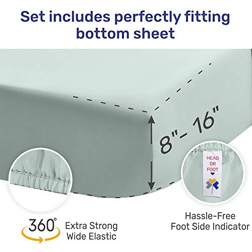 California Design Den 500 Thread Count Silver Sage King Size 6 Piece Sheet Set, Ultra Soft Extra Long Staple Pure Cotton Bed Sheet Set (1 Top Sheet, 1 Bottom Fitted Sheet & 4 Pillowcases)