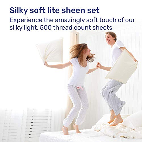 California Design Den 500 Thread Count Silver Sage King Size 6 Piece Sheet Set, Ultra Soft Extra Long Staple Pure Cotton Bed Sheet Set (1 Top Sheet, 1 Bottom Fitted Sheet & 4 Pillowcases)