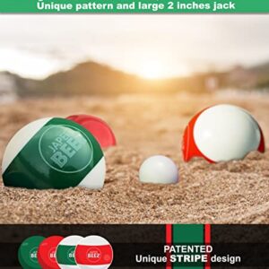 JAPER BEES Bocce Ball Set Solid Resin 90mm Outdoor Lawn Games for Family with 8 Balls 1 Pallino Measuring Rope Canvas Carrying Case