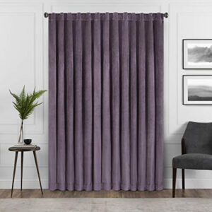 ECLIPSE Harper Velvet Rod Pocket Curtains for Bedroom, Single Panel, 50 in x 63 in, Plum