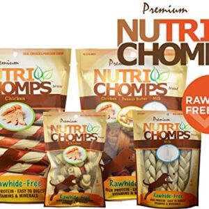 NutriChomps Dog Chews – 6-inch Twists, Easy to Digest, Rawhide-Free Dog Treats, Healthy, 12 Count, Real Chicken, Peanut Butter and Milk flavors