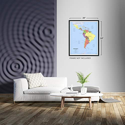 HISTORIX 2006 Latin America Map Poster - 20x24 Inch Central and South America Map - Latin American Poster - South America Map Poster - South America Wall Map