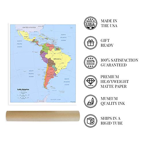 HISTORIX 2006 Latin America Map Poster - 20x24 Inch Central and South America Map - Latin American Poster - South America Map Poster - South America Wall Map