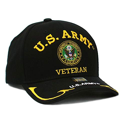 Army Military Hat Veteran Army Cap Official Licensed Baseball Cap (One Size, Black - Army Logo)