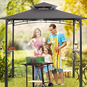 ABCCANOPY 8'x 5' Grill Gazebo Canopy - Outdoor BBQ Gazebo Shelter with LED Light, Patio Canopy Tent for Barbecue and Picnic (Dark Gray)