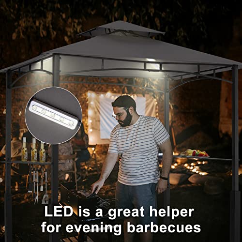 ABCCANOPY 8'x 5' Grill Gazebo Canopy - Outdoor BBQ Gazebo Shelter with LED Light, Patio Canopy Tent for Barbecue and Picnic (Dark Gray)