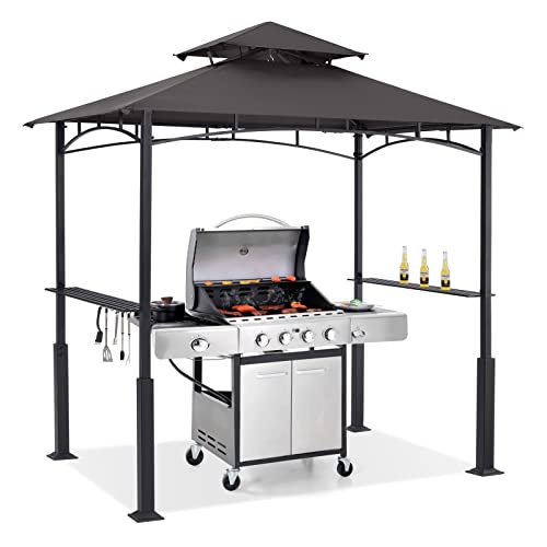 ABCCANOPY 8'x 5' Grill Gazebo Canopy - Outdoor BBQ Gazebo Shelter with LED Light, Patio Canopy Tent for Barbecue and Picnic (Dark Gray)