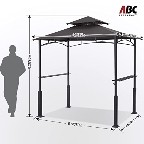 ABCCANOPY 8'x 5' Grill Gazebo Canopy - Outdoor BBQ Gazebo Shelter with LED Light, Patio Canopy Tent for Barbecue and Picnic (Dark Gray)