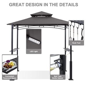 ABCCANOPY 8'x 5' Grill Gazebo Canopy - Outdoor BBQ Gazebo Shelter with LED Light, Patio Canopy Tent for Barbecue and Picnic (Dark Gray)