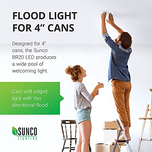 Sunco 4 Pack BR20 LED Bulbs Indoor Flood Light R20 Dimmable 5000K Daylight 50W Equivalent to 7W, E26 Medium Base, Recessed Can Lights, Home Ceiling Lights Super Bright, UL & Energy Star