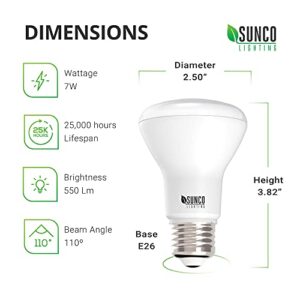 Sunco 4 Pack BR20 LED Bulbs Indoor Flood Light R20 Dimmable 5000K Daylight 50W Equivalent to 7W, E26 Medium Base, Recessed Can Lights, Home Ceiling Lights Super Bright, UL & Energy Star